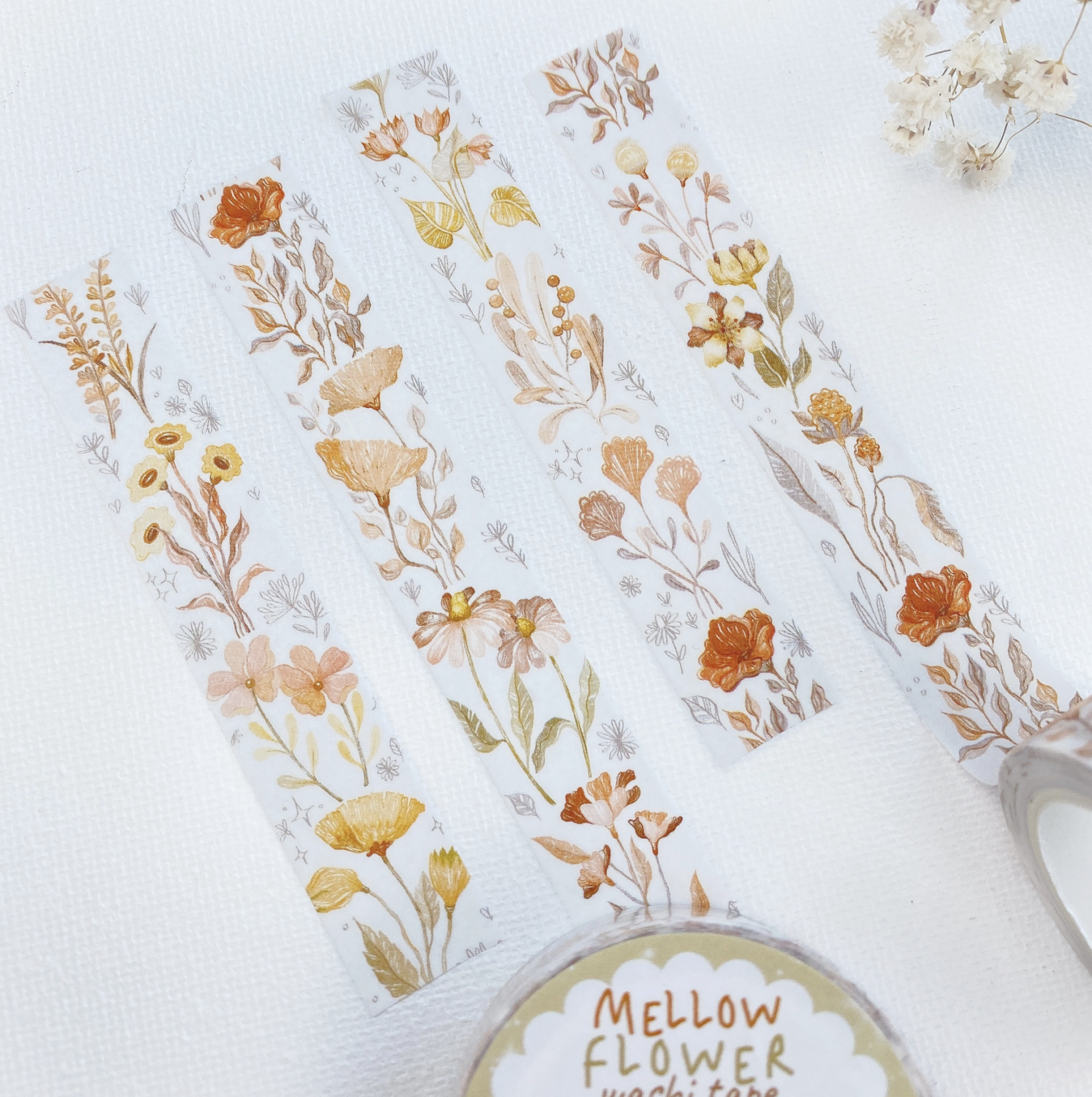 Mellow Flower with vertical floral print Washi tape - Daphne's Diary